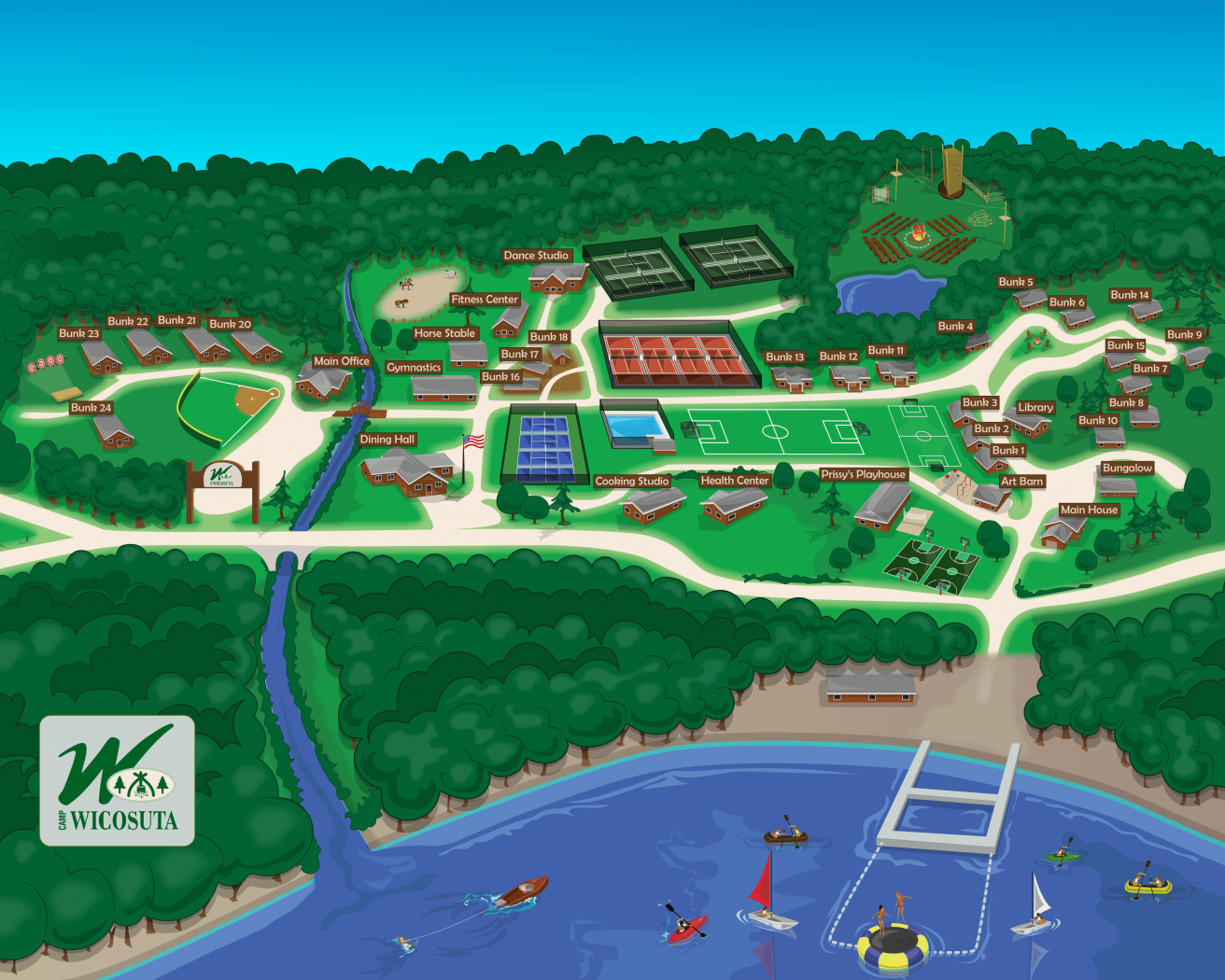 Summer Camp Map & Facilities - Camp Wicosuta for Girls